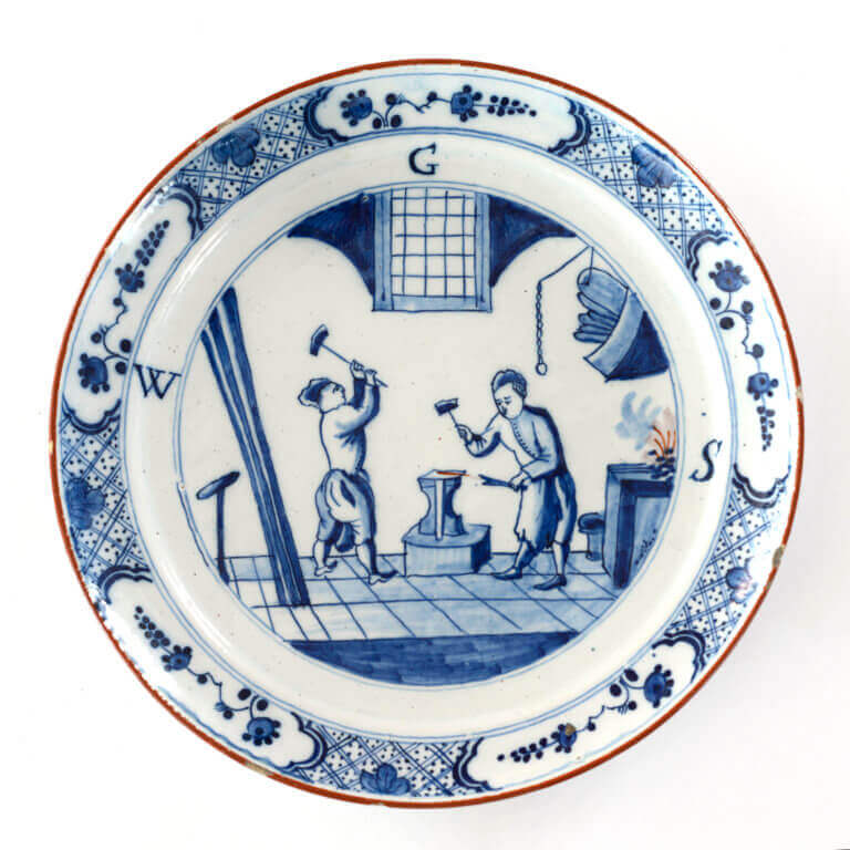 Blue and White Blacksmith Plate – Aronson Antiquairs of Amsterdam ...