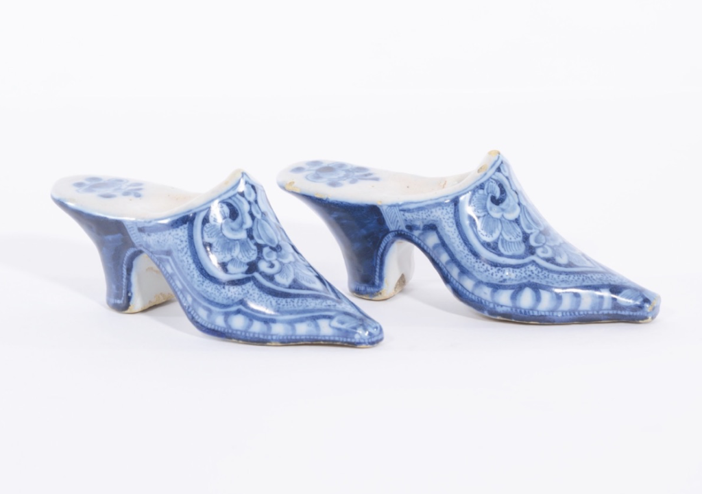 Pair of Blue and White Slippers – Aronson Antiquairs of Amsterdam | Delftware | Made in Holland